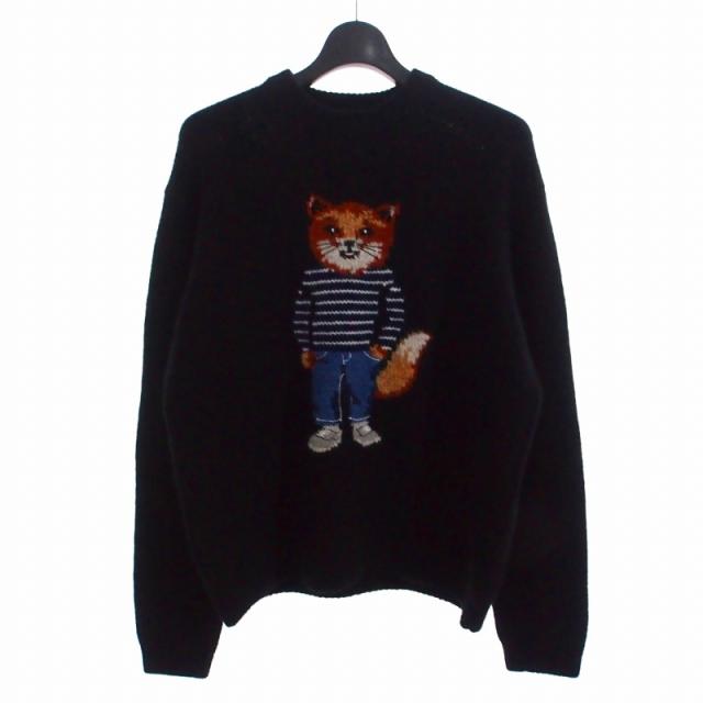 【中古】未使用品 メゾンキツネ MAISON KITSUNE 25AW ニット セーター S ブラック 黒
