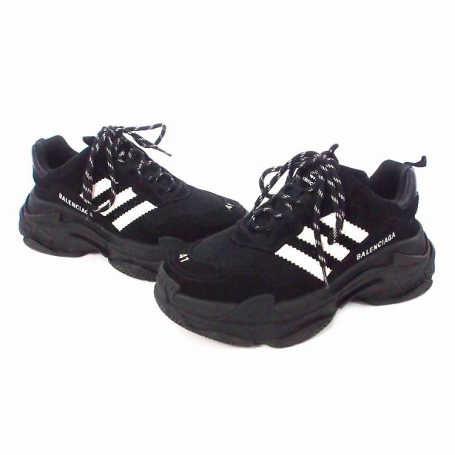 【中古】バレンシアガ BALENCIAGA × アディダス adidas TRIPLE S トリプルエス スニーカー シューズ 41 ブラック 黒