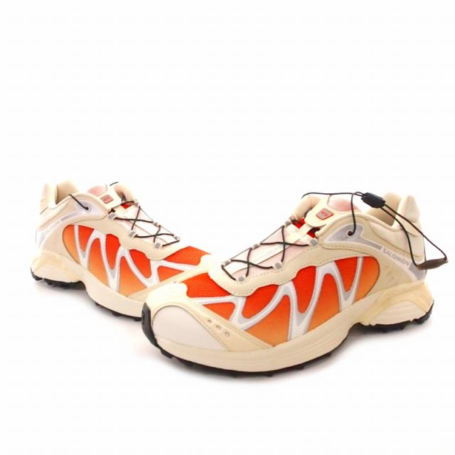 【中古】未使用品 サロモン Salomon XT-WHISPER スニーカー シューズ US8.5 26.5?p ベージュ/オレンジ 477617 メンズ
