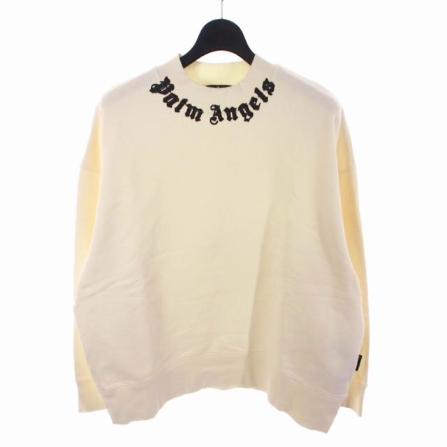 【中古】パームエンジェルス PALM ANGELS ネックロゴ クルーネック スウェット トレーナー S ホワイト 白 PMBA026F24FLE009 メンズ