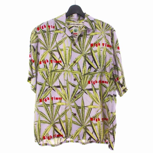 【中古】ワコマリア WACKO MARIA 24SS HIGHTIMES HAWAIIAN S/S Shirt レーヨンシャツ 半袖 M パープル/グリーン 紫 緑