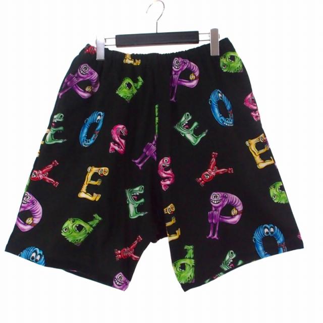 【中古】ポップアイズ POP EYES 24SS ALPHABET MONSTER SHORTS ショートパンツ ハーフパンツ M ブラック黒 メンズ