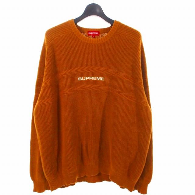 【中古】シュプリーム SUPREME 18SS Supreme Chest Stripe Raglan Sweater ニット セーター XL ブラウン 茶 メンズ