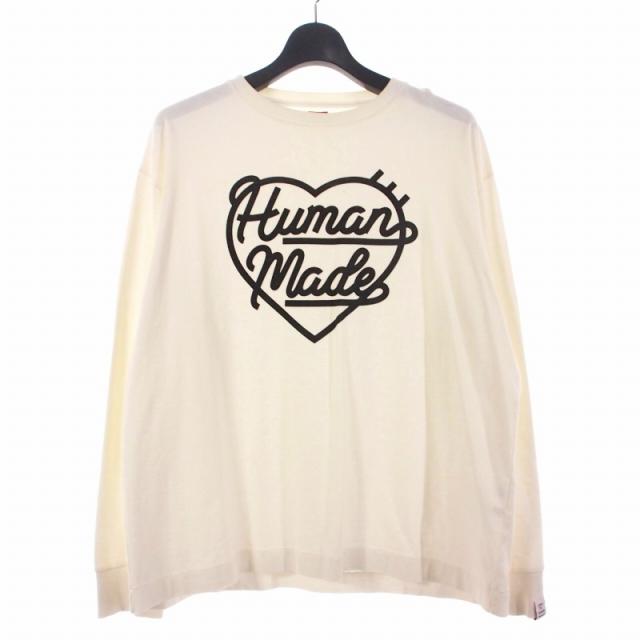 【中古】ヒューマンメイド HUMAN MADE Heart L/S T-Shirt ロングスリーブ Tシャツ カットソー 長袖 M ホワイト 白 メンズ