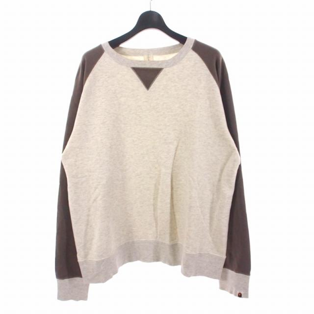 【中古】アベイシングエイプ A BATHING APE 90S 前V 切替 スウェット トレーナー L グレー/ブラウン メンズ