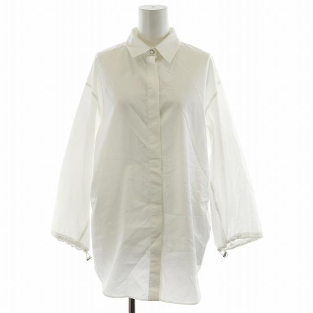 【中古】エルメス HERMES 24SS シャツ ブラウス 長袖 ドローコード 36 S 白 ホワイト /AN41 レディース