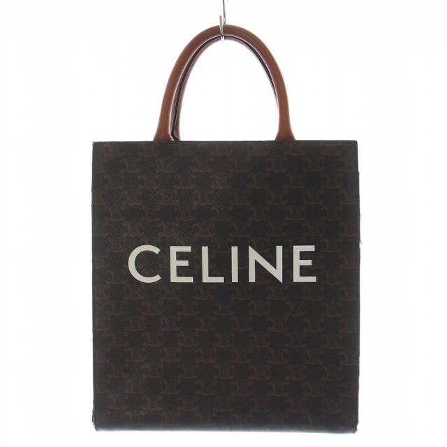 【中古】セリーヌ CELINE バーティカル カバ スモール トリオンフキャンバス トートバッグ ハンドバッグ 茶