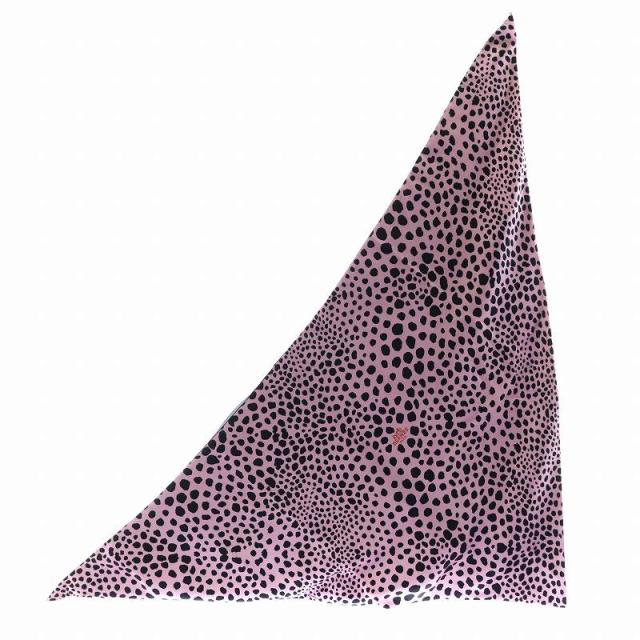 【中古】エルメス HERMES トライアングル ジェアン スカーフ レオパード ヒョウ柄 シルク 絹 ピンク 黒