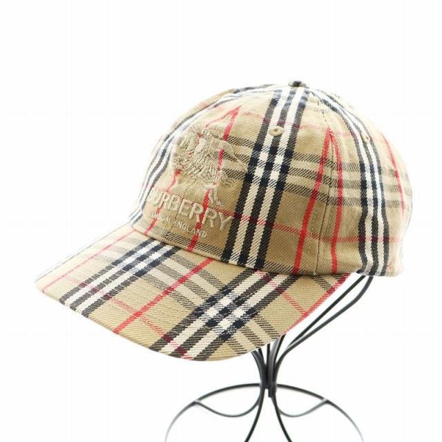 【中古】シュプリーム SUPREME × バーバリー Burberry 22SS ノバチェック キャップ 帽子 ロゴ刺繍 茶 ブラウン