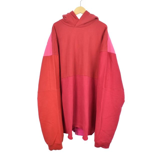 【中古】バレンシアガ BALENCIAGA アップサイド ダウン 再構築 パーカー プルオーバー フーディー XL 赤 727030 TVT2