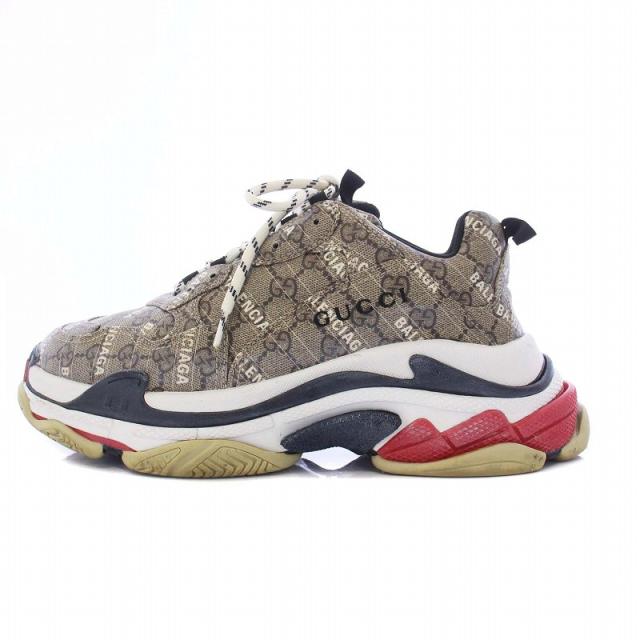 【中古】BALENCIAGA GUCCI The Hacker Project Triple S Trainer ローカットスニーカー US9 ベージュ 681066