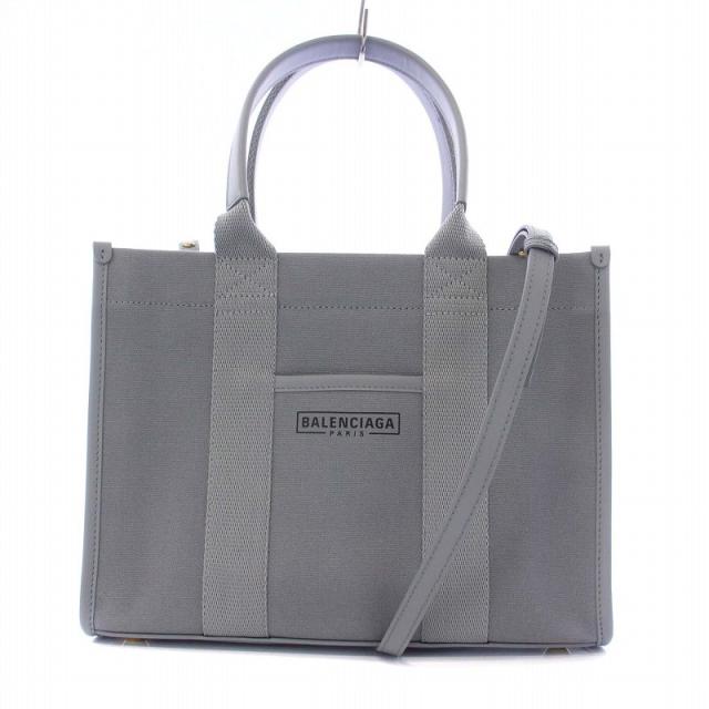 【中古】バレンシアガ BALENCIAGA ハードウェア トートバッグ ハンドバッグ ショルダーバッグ 2WAY グレー 671400