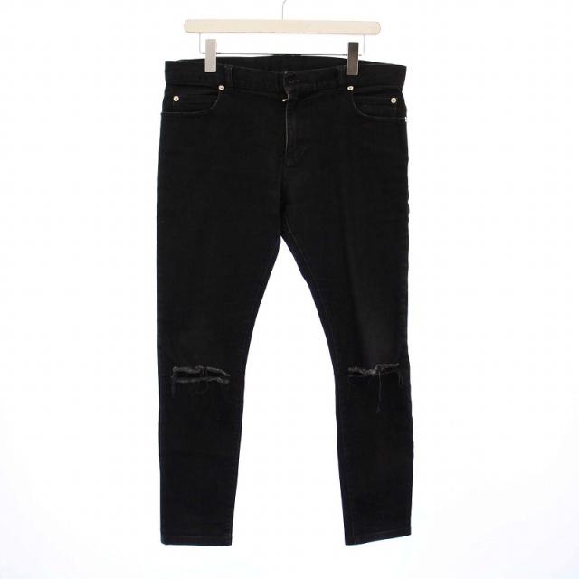 【中古】バルマン BALMAIN デニムパンツ ジーンズ クラッシュ加工 34 ブラック W8H9101T504 /KH ☆AA★ メンズ