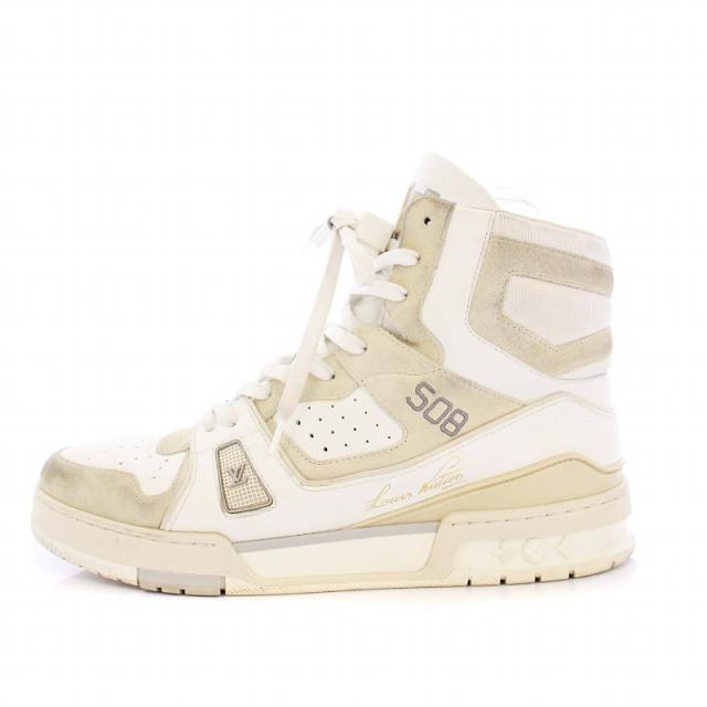 【中古】ルイヴィトン LOUIS VUITTON 20SS LVトレイナー ハイカットスニーカー 7.5 ホワイト 1A7P25 ☆AA★ メンズ