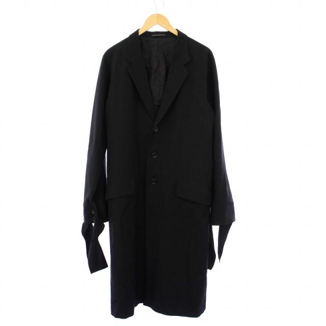 【中古】ヨウジヤマモトプールオム 24SS GABARDINE N-TIED SLEEVE CUFF LJ ロングジャケット コート 2 ブラック