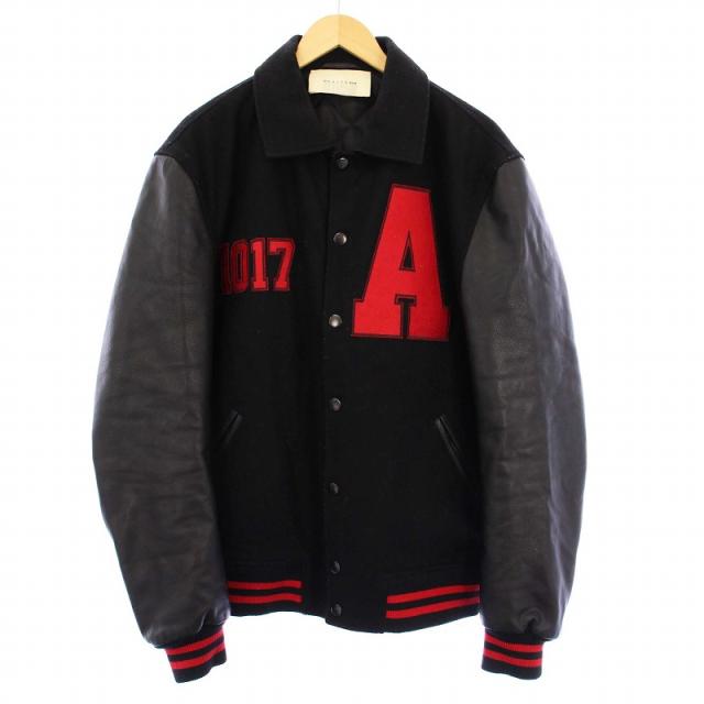 【中古】アリクス ALYX LOGO VARSITY JACKET BLACK ロゴバーシティジャケット ブルゾン アウター 中綿 XL ブラック