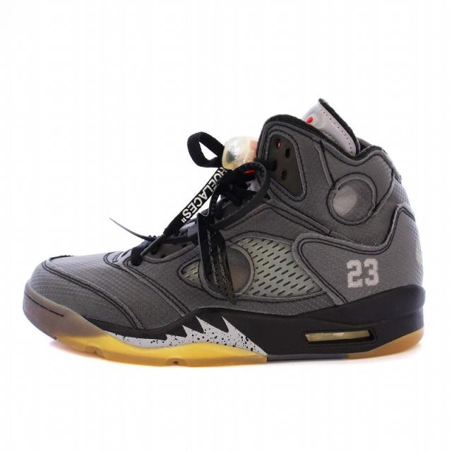 【中古】未使用品 ナイキ オフホワイト Air Jordan 5 Black/Muslin/Fire Red エアジョーダン5 スニーカー CT8480-001