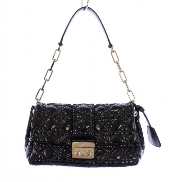 【中古】クリスチャンディオール Christian Dior ニューロック カナージュ ワンショルダーバッグ チェーン エナメル