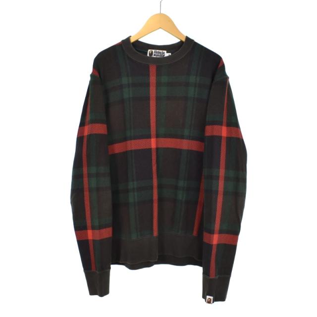 【中古】アベイシングエイプ A BATHING APE スウェット トレーナー 長袖 チェック M グレー 001SWG801019X メンズ