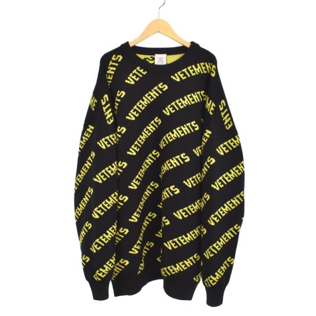 【中古】ヴェトモン VETEMENT 21AW Monogram Knit モノグラム ニット セーター ウール L 黒 ブラック UA52KN600B