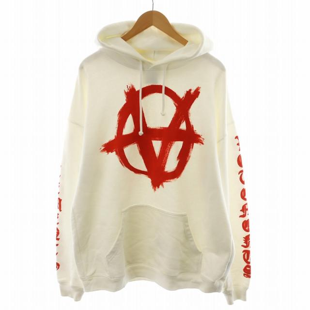 【中古】ヴェトモン VETEMENT 21SS アナーキーゴシックロゴ パーカー プルオーバー S 白 ホワイト UE51TR650W /AN13