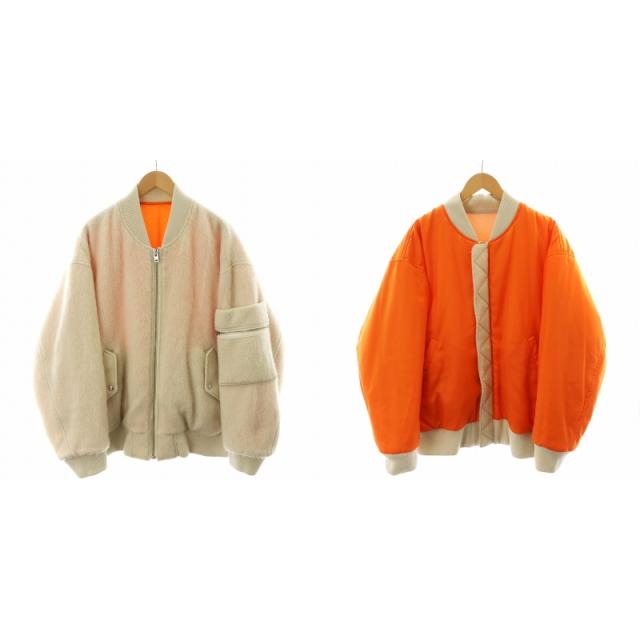 【中古】アンダーカバー MOHAIR SHAGGY BIG MA-1 ボンバージャケット ブルゾン リバーシブル モヘヤ混 3 オレンジ 白