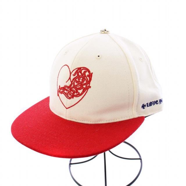 【中古】クロムハーツ CHROME HEARTS VINYHEART BASEBALLCAP ベースボールキャップ 野球帽 クロス 59.6cm 赤 白