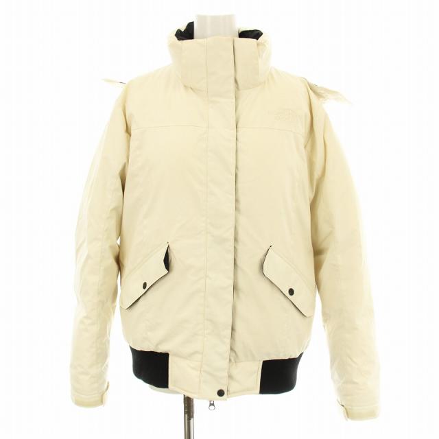 【中古】ザノースフェイス McMURDO SERIES ダウンジャケット フード ジップアップ ロゴ刺繍 95 L アイボリー NFJ1DG88