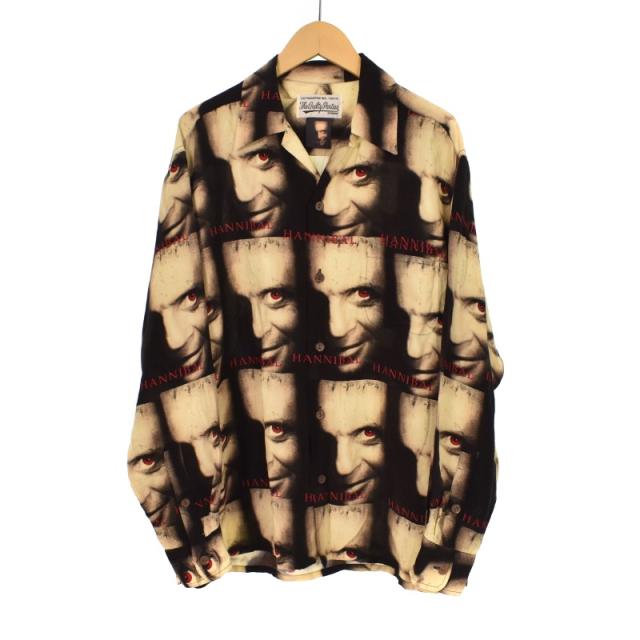 【中古】ワコマリア WACKO MARIA 21AW HANNIBAL HAWAIIAN SHIRT L/S ハンニバル ハワイアンシャツ 長袖 M 茶 ブラウン