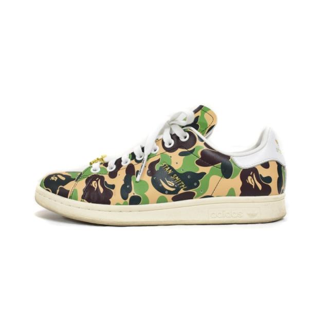 【中古】adidas originals × A BATHING APE STAN SMITH ABC CAMO スタンスミス スニーカー カモフラ 25.5cm IG8949