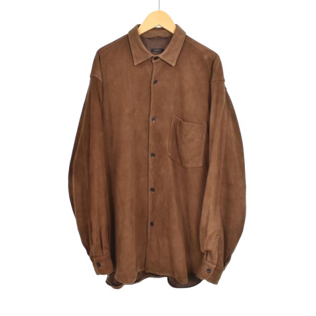【中古】コモリ COMOLI 21AW スエードコモリシャツ 長袖 レザー 2 茶 ブラウン U03-01014 メンズ