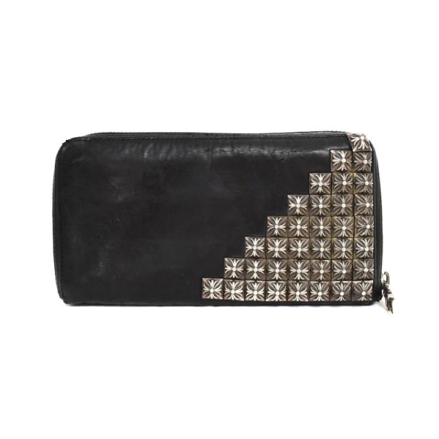 【中古】クロムハーツ CHROME HEARTS REC F ZIP ゼロピラミッド コーナー 長財布 ロングウォレット レザー ブラック