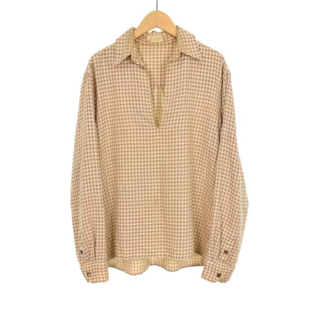 【中古】アドヴェント Advent ムクタ mukta別注 ヴァルーズ シャツ 長袖 チェック 1 ベージュ メンズ