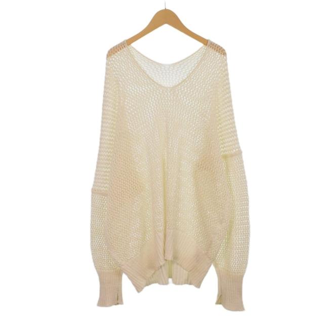 【中古】サルバム sulvam 23SS MESH ASYMMETRY KNIT クロシェット メッシュ ニット セーター M ホワイト SR-K02-810
