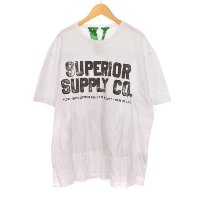 【中古】ヴィーロン VLONE SuperiorCrow Tシャツ 半袖 プリント L 白 ホワイト ☆AA★ メンズ