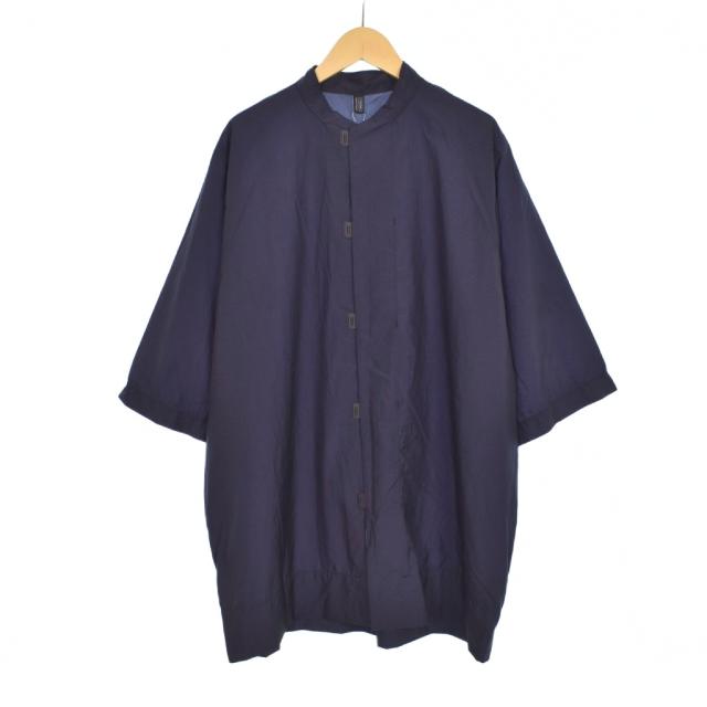 【中古】未使用品 テアトラ TEATORA CAPSULESNAP SHIRT S/S HL スタンドカラーシャツ 半袖 3 紺 TT-CSNAP-SHT-SS-HL