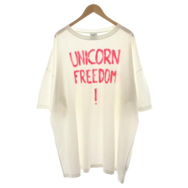 【中古】ヴェトモン VETEMENT Tシャツ カットソー 半袖 ロゴ M ピンク 白 ホワイト /AN27 ☆AA★ メンズ