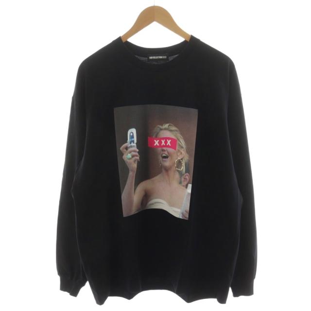 【中古】未使用品 ゴッドセレクション トリプルエックス GOD SELECTION XXX Tシャツ カットソー 長袖 プリント L 黒