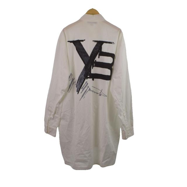 【中古】ワイスリー Y-3 5周年 YOHJI SHRT ART1 シャツ 長袖 ロゴ プリント M 白 ホワイト CY6855 メンズ