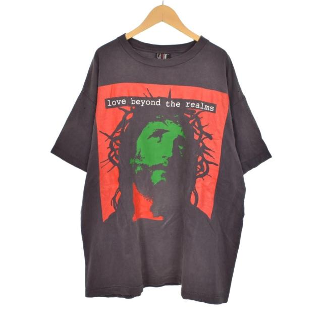 【中古】セントマイケル 24SS KK_SS TEE LOVE BEYOND Tシャツ 半袖 プリント ダメージ加工 XL グレー SM-YS8-0000-C23