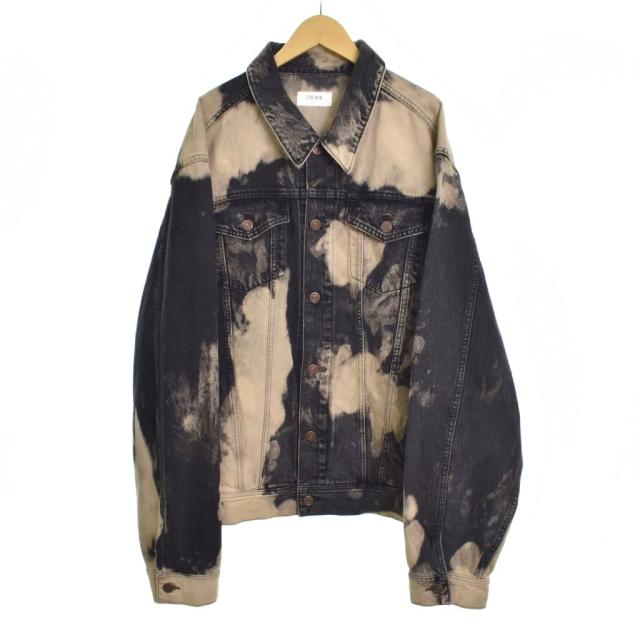 【中古】セリーヌ CELINE ハリスウォッシュデニム ブリーチ デニムジャケット XL 黒 ブラック 2Q503510T メンズ