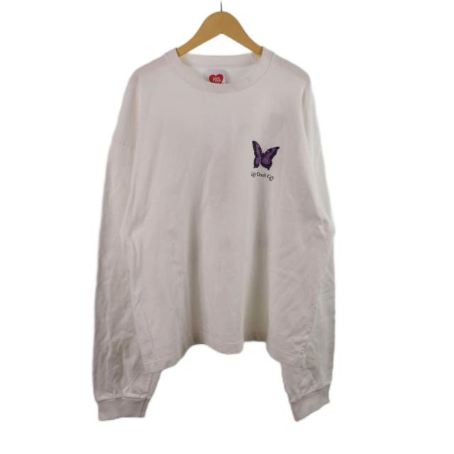 【中古】Girls Dont Cry COMPLEXCON 限定 Tシャツ 長袖 バタフライ プリント XL 白 ホワイト メンズ