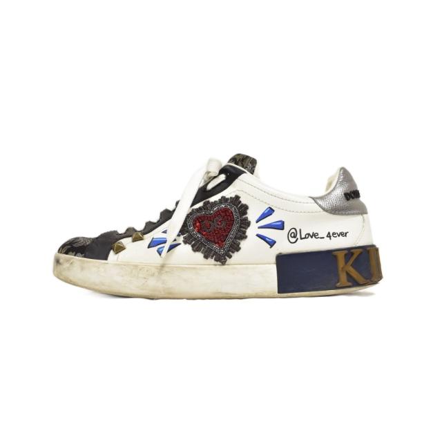 【中古】ドルチェ&ガッバーナ ドルガバ DOLCE&GABBANA ポルトフィーノシリーズ ナッパカーフスキン スニーカー 6 白