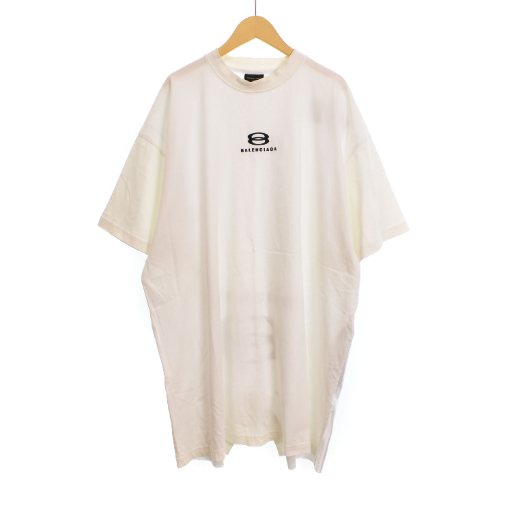 【中古】バレンシアガ BALENCIAGA 23AW スポーツアイコン Tシャツ 半袖 バック切替 4 白 ホワイト 768068 ☆AA★
