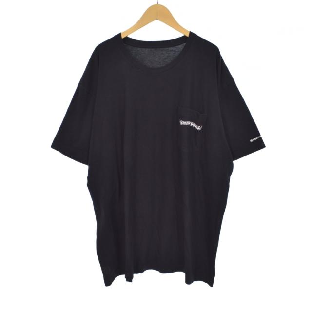 【中古】クロムハーツ CHROME HEARTS スクロールラベル ロゴ プリント Tシャツ カットソー 半袖 XXL 黒 ブラック