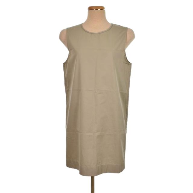 【中古】ジルサンダー JIL SANDER ノースリーブ ワンピース カットソー コットン 44 ベージュ JSMS740727MS24380011