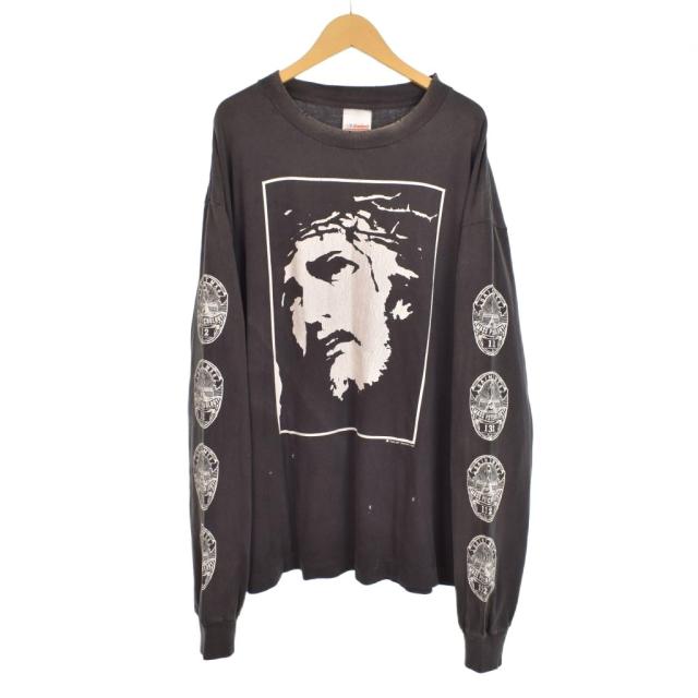 【中古】セントマイケル LOVE SAINT LS TEE Tシャツ 長袖 ロンT プリント ダメージ加工 L グレー SM-HR8-0000-033