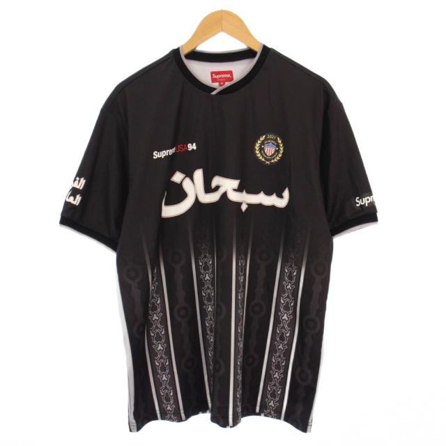 【中古】シュプリーム 21SS Arabic Logo Soccer Jersey アラビックロゴ サッカージャージーTシャツ 半袖 M 黒