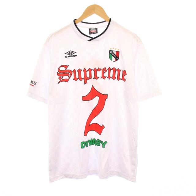 【中古】シュプリーム SUPREME UMBRO 22SS Soccer Jersey サッカージャージーTシャツ カットソー 半袖 ロゴ L 白