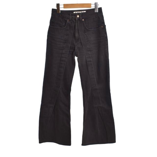 【中古】アールト AALTO タック フレア デニムパンツ ジーンズ 32 グレー レディース